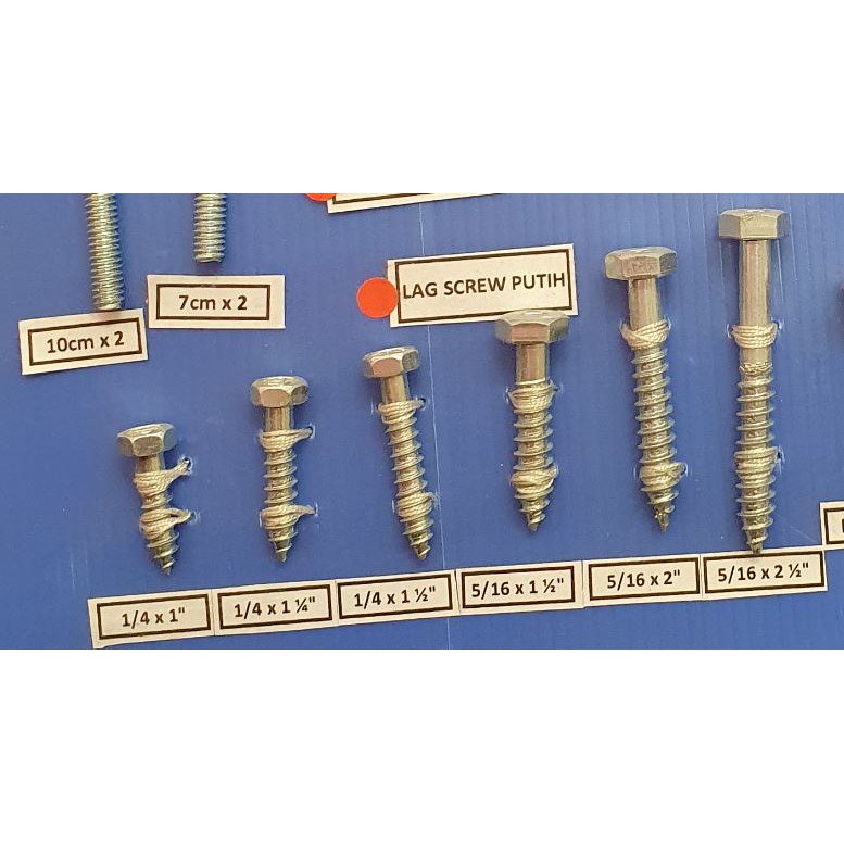 Jual Lag Screw Baut Kayu Deskrup 5/16 x 1 1/2, 2, 2 1/2 Galvanis (4pcs ...