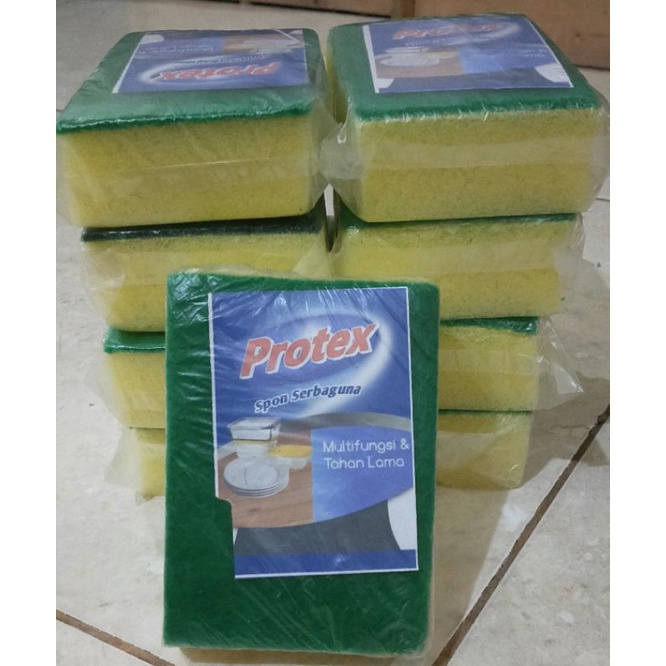 Jual spons cuci piring 2 sisi tebal/kuning hijau | Shopee Indonesia