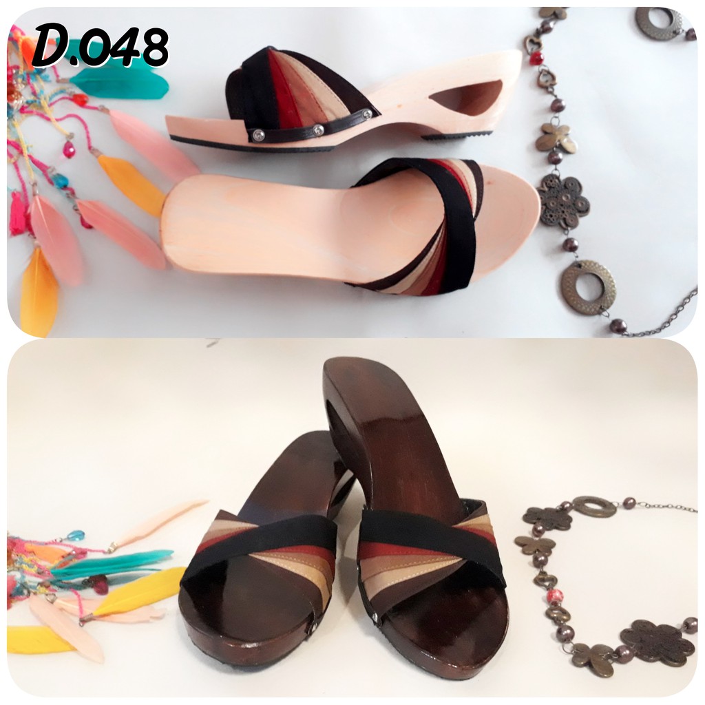Jual SANDAL KAYU WANITA/SANDAL WANITA TERBARU/KELOM GEULIS SLOP RAINBOW ...