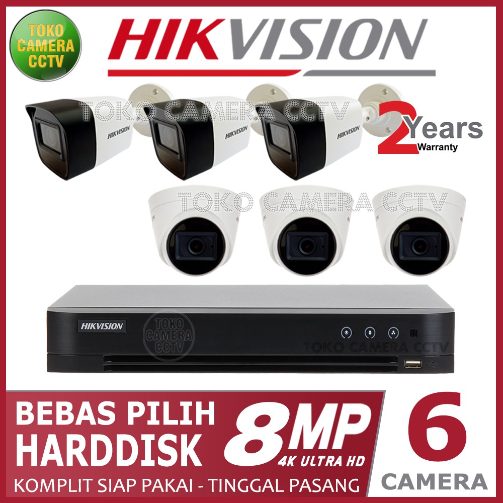 Jual PAKET CCTV HIKVISION 8MP 8 CHANNEL 6 KAMERA | Shopee Indonesia