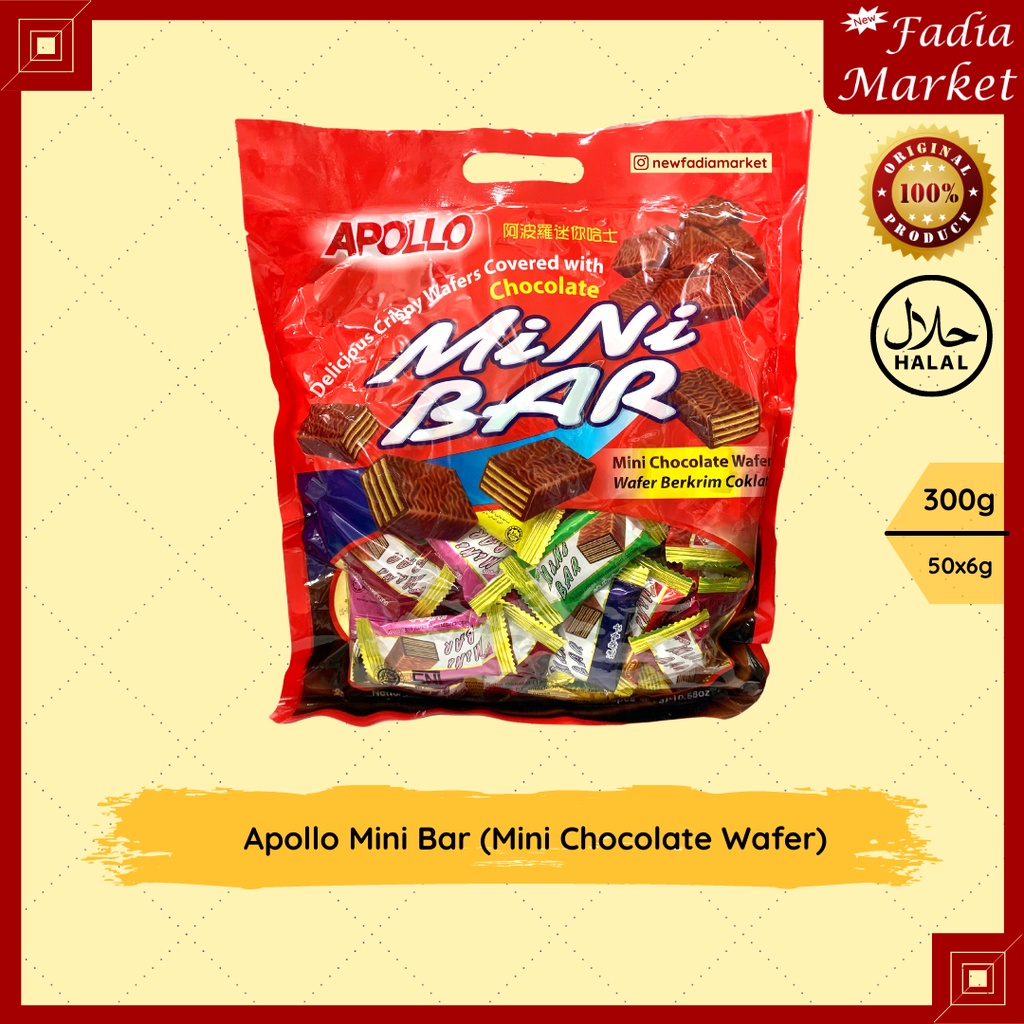 Jual Apollo Mini Bar (Mini Wafer Chocolate/Wafer Berkrim Coklat) 50x6g | Shopee Indonesia
