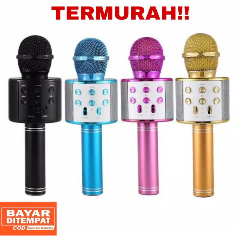 Jual Mic Ws 858 Murah Bluetooth Portable Microphone Wireless Karaoke Speaker | Shopee Indonesia