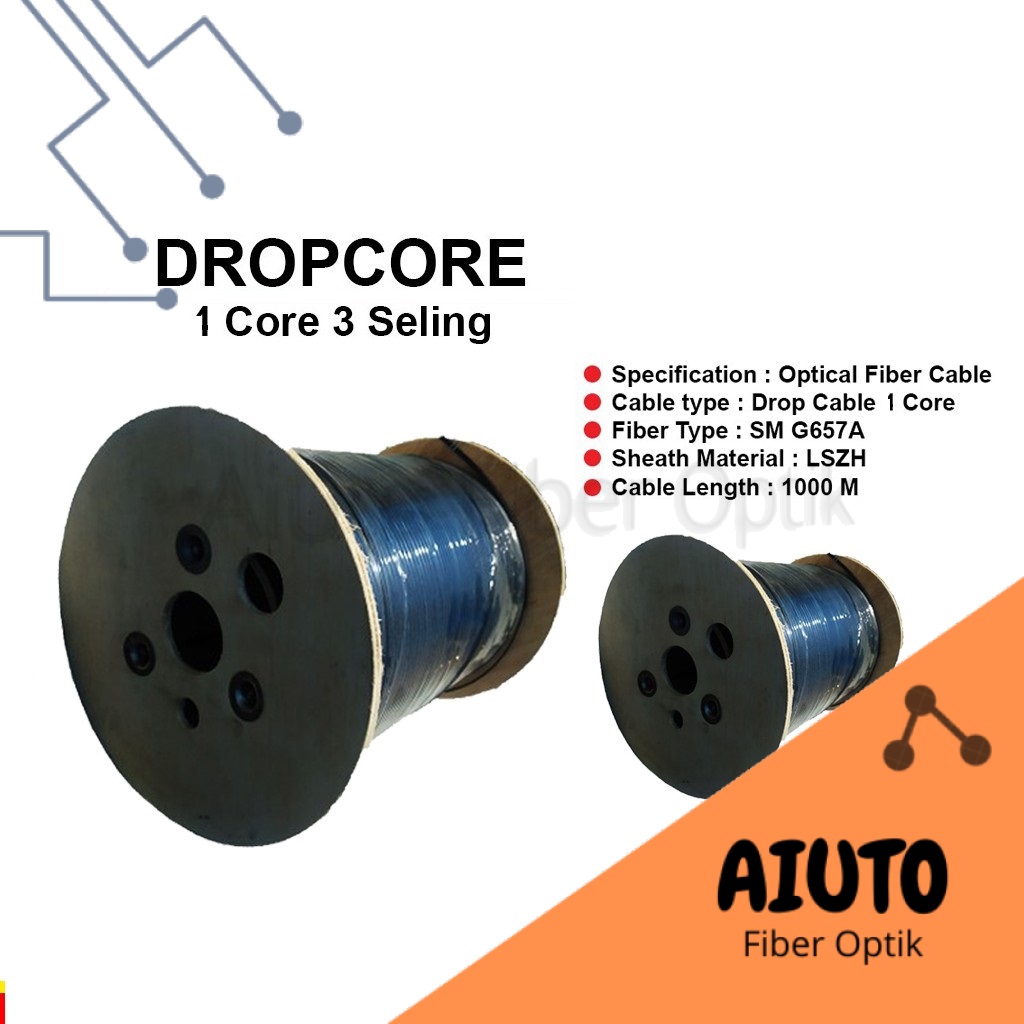 Jual Kabel Dropcore FIBER TEKNO 1 Core 1 Seling Panjang 1KM 1000M 1 Roll FTTH | Shopee Indonesia