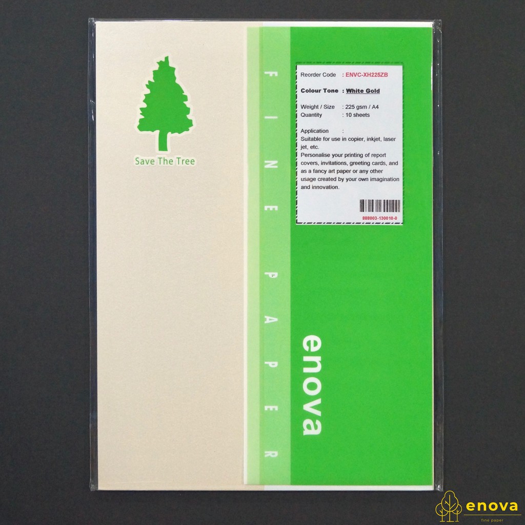 Jual Fancy Art Paper ENOVA | White Gold | A4 225GSM (Putih Metalik ...