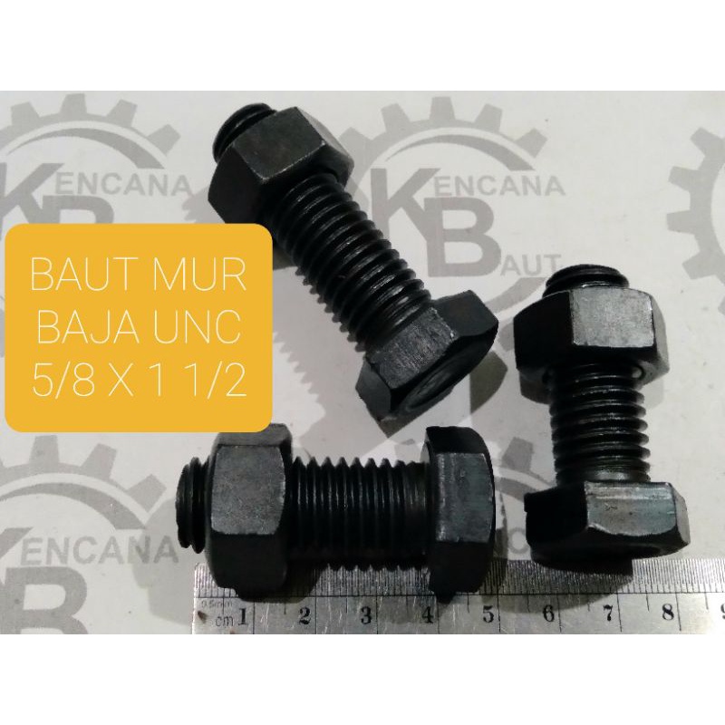 Jual BAUT MUR BAJA UNC 5/8 X 1 1/2 / BAUT MUR HITAM UNC 5/8 X 1 1/2 | Shopee Indonesia