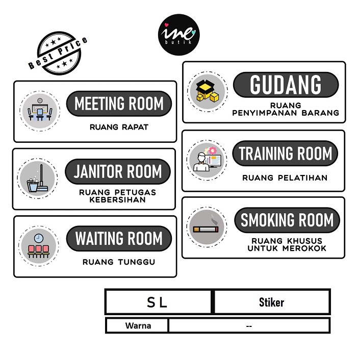 Jual STIKER NAMA RUANGAN | STIKER RUANGAN | STIKER RUANG RAPAT | STIKER ...