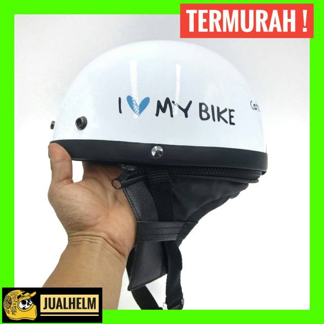 Jual Helm Chips My Bike White - Helm Vintage - Helm Chip | Shopee Indonesia