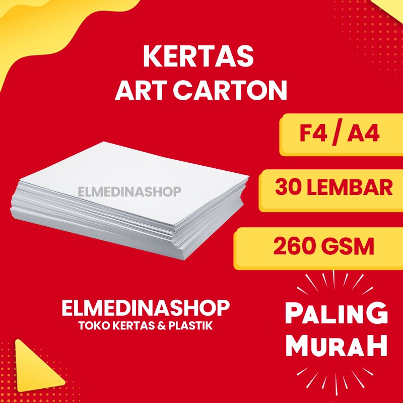Jual 30 Lembar Kertas Art Carton / Karton F4 & A4 Gramasi Tebal 260 Gsm ...