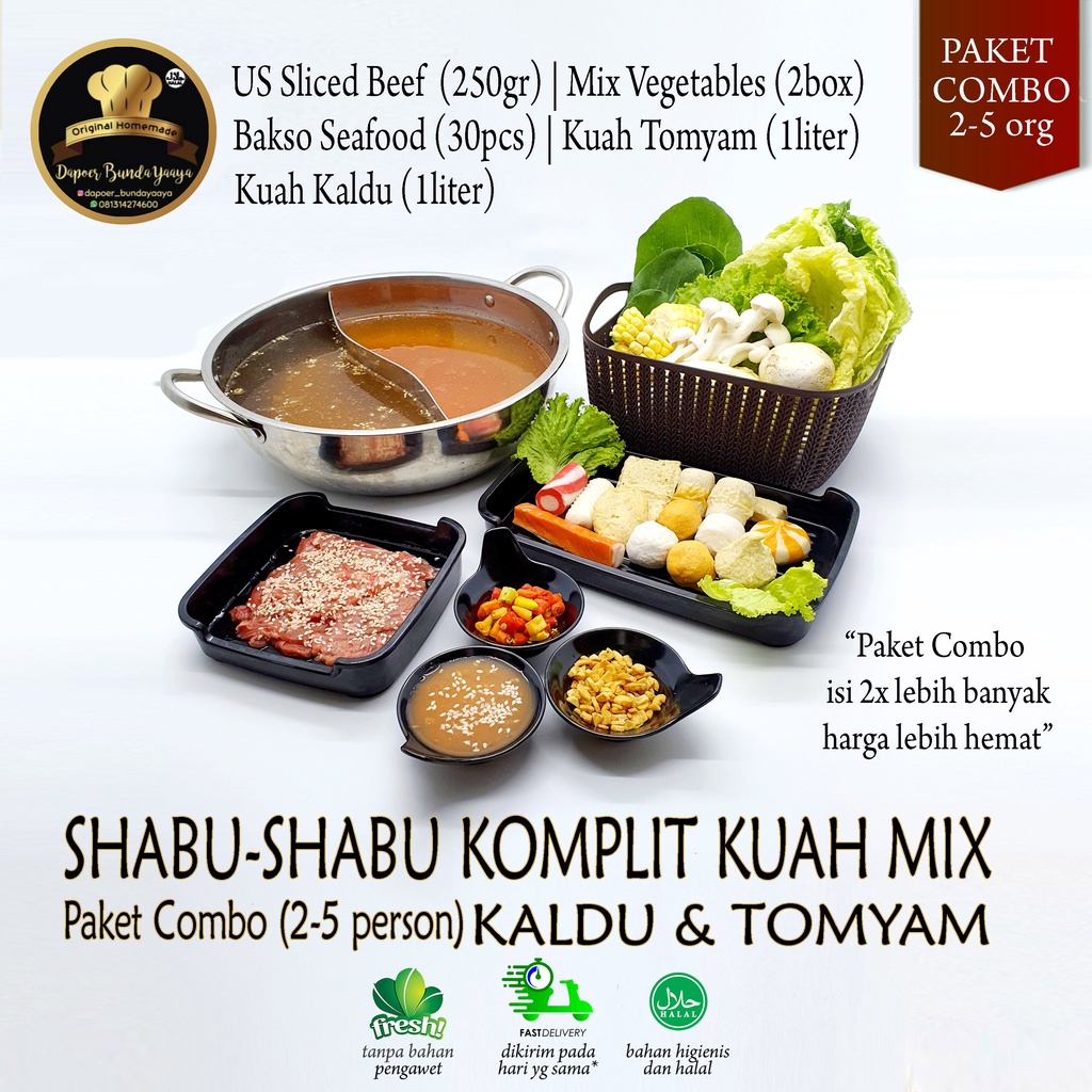 Jual Paket Shabu Komplit Combo Kuah Mix Kaldu Tomyam untuk 2-5 orang (Halal Food) | Shopee Indonesia