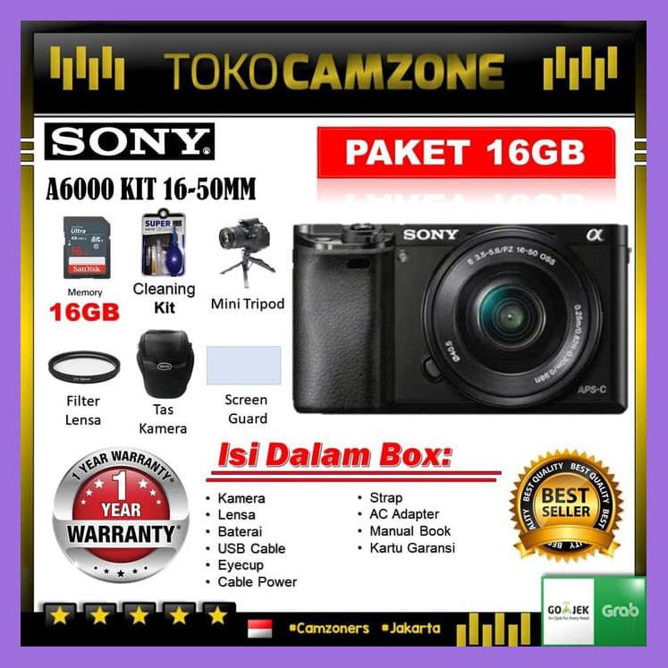 Jual SONY ALPHA A6000 KIT 16-50MM - RESMI - 16GB | Shopee Indonesia