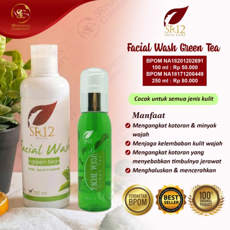 Jual Facial wash Green Tea @100ml kemasan botol putih | Shopee Indonesia