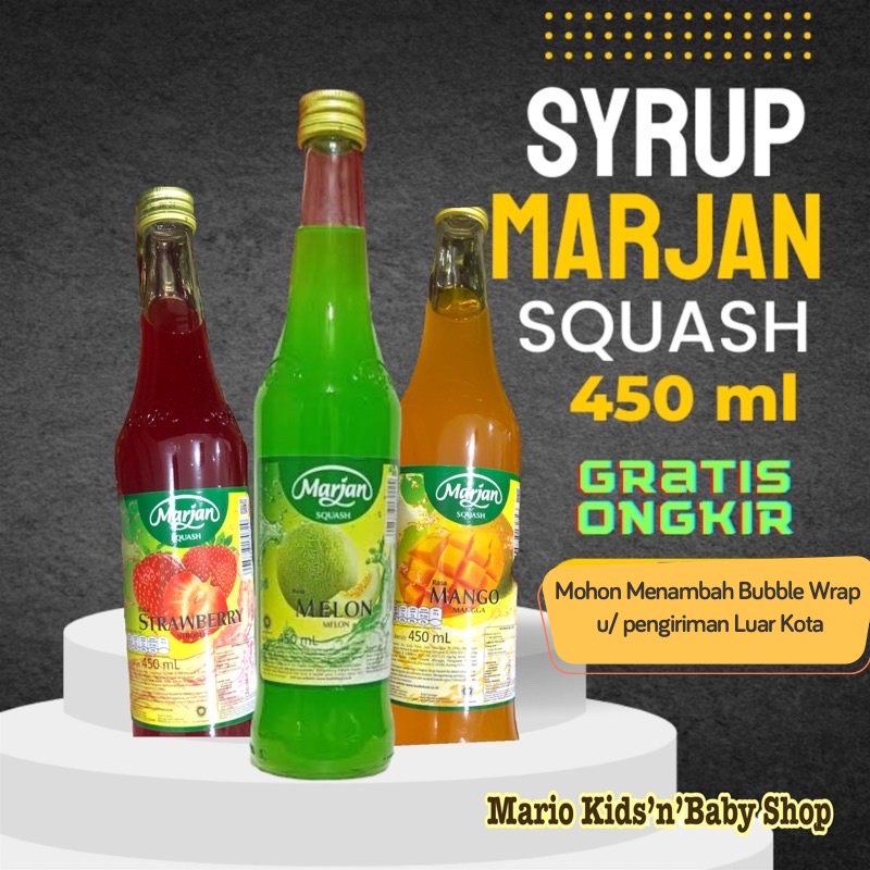 Jual Sirup Marjan Squash BERASURANSI 450ml lemon / Melon / Mango ...