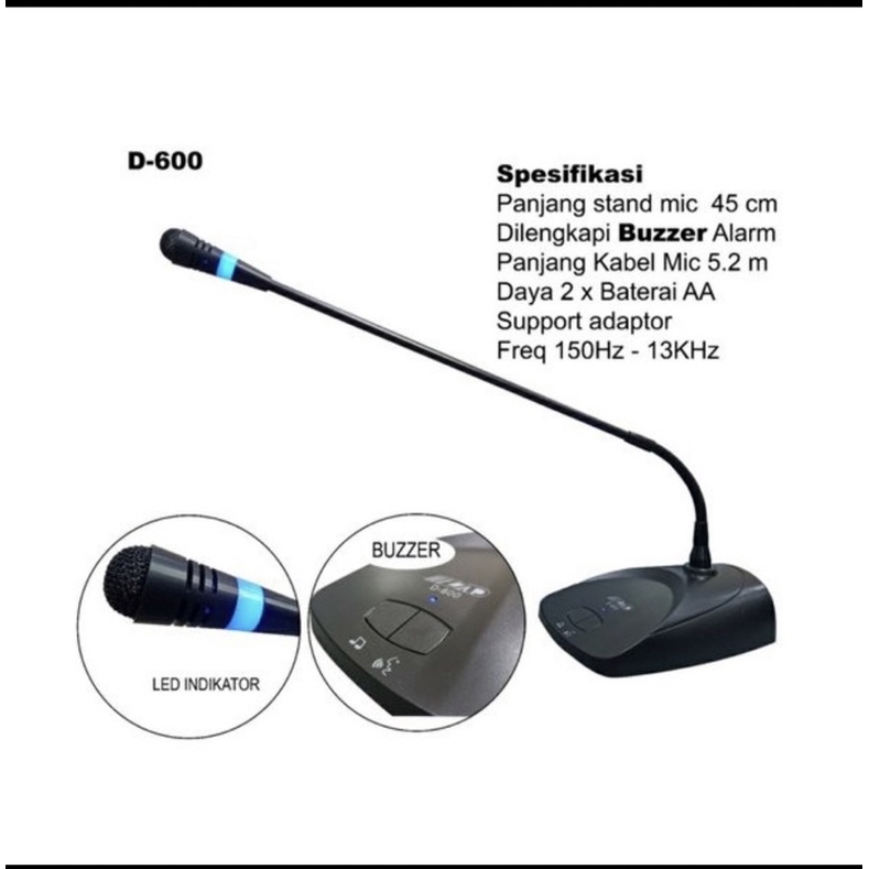 Jual Mic microphone Conference podium D-600 plus Bell | Shopee Indonesia