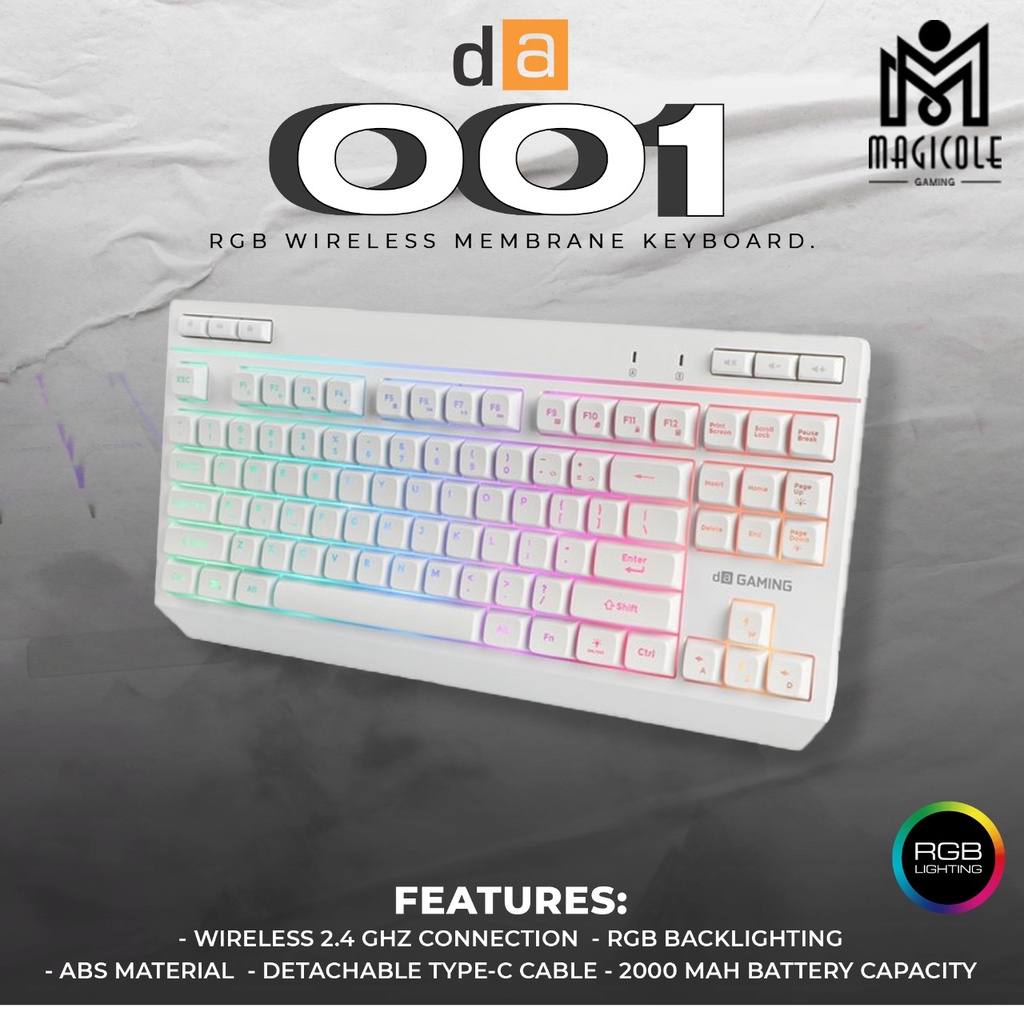 Jual Digital Alliance DA 001 RGB TKL Wireless Membrane Gaming Keyboard ...