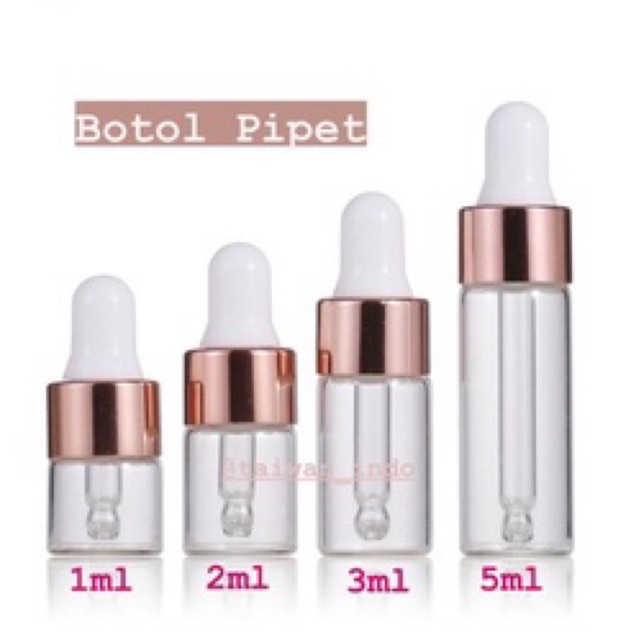 Jual GROSIR BOTOL PIPET Kaca Bening 1ml 2ml 3ml 5ml Tutup Pink Bottle ...
