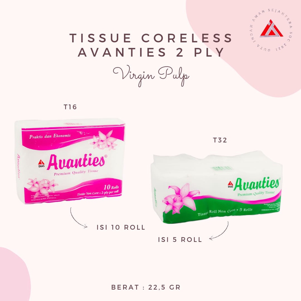 Jual TISSUE NON CORE / CORELESS AVANTIES 2 PLY (TISSUE TOILET) | Shopee ...