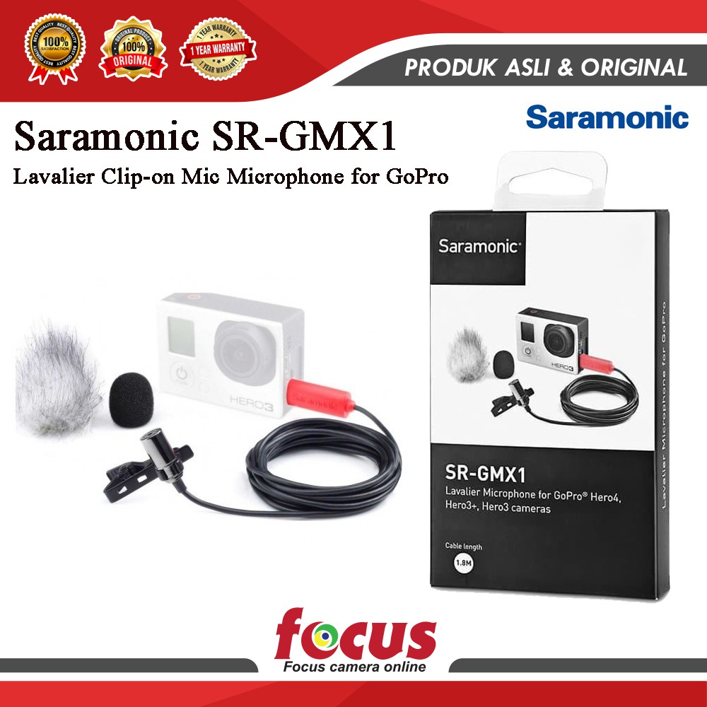 Jual Saramonic SR-GMX1 Lavalier Clip-on Mic Microphone for GoPro Camera ...