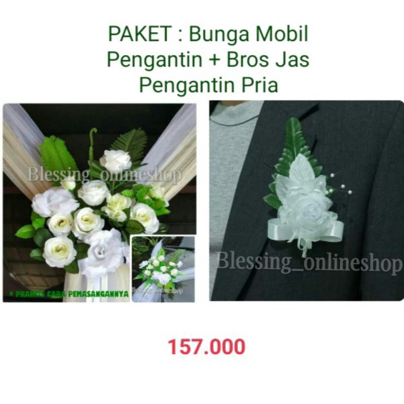Jual BUKET BUNGA MOBIL PENGANTIN + Bros Jas Pengantin Pria ( Paket ...