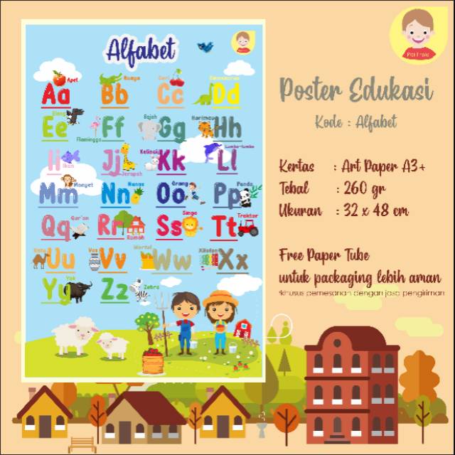 Jual Poster Edukasi Anak- Huruf Alfabet / Abjad (belajar membaca ...