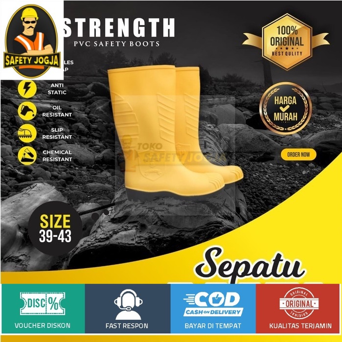 Jual SEPATU KARET BOOTS SNI PROYEK STRENGTH UJUNG BESI STEEL TOE ...