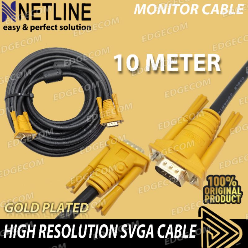Jual NETLINE Kabel VGA Male to Male 10 Meter Gold Plated | Shopee Indonesia