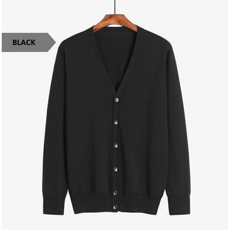 Jual Cardigan Clean Black / Cardigan Pria Kekinian Warna Hitam ...