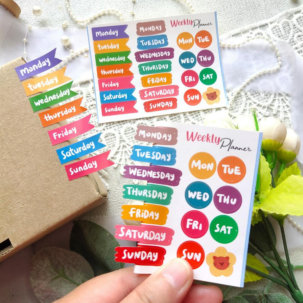 Jual Sticker Stiker planner weekly monday tuesday wednesday thursday ...