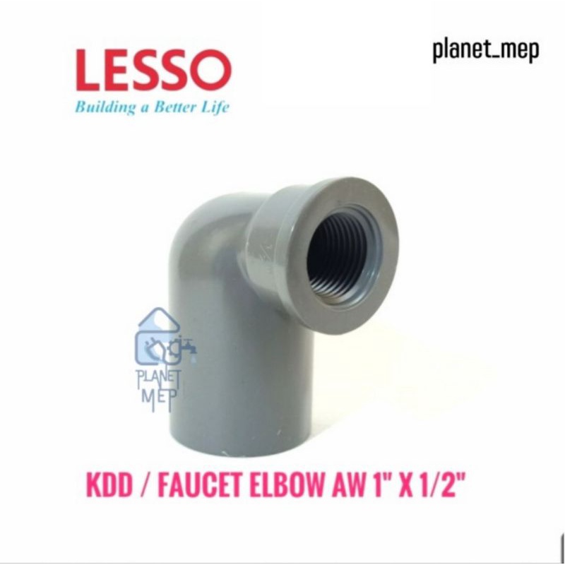 Jual Lesso Faucet Elbow AW 1" x 1/2" PVC / Knie Drat Dalam / KDD | Shopee Indonesia