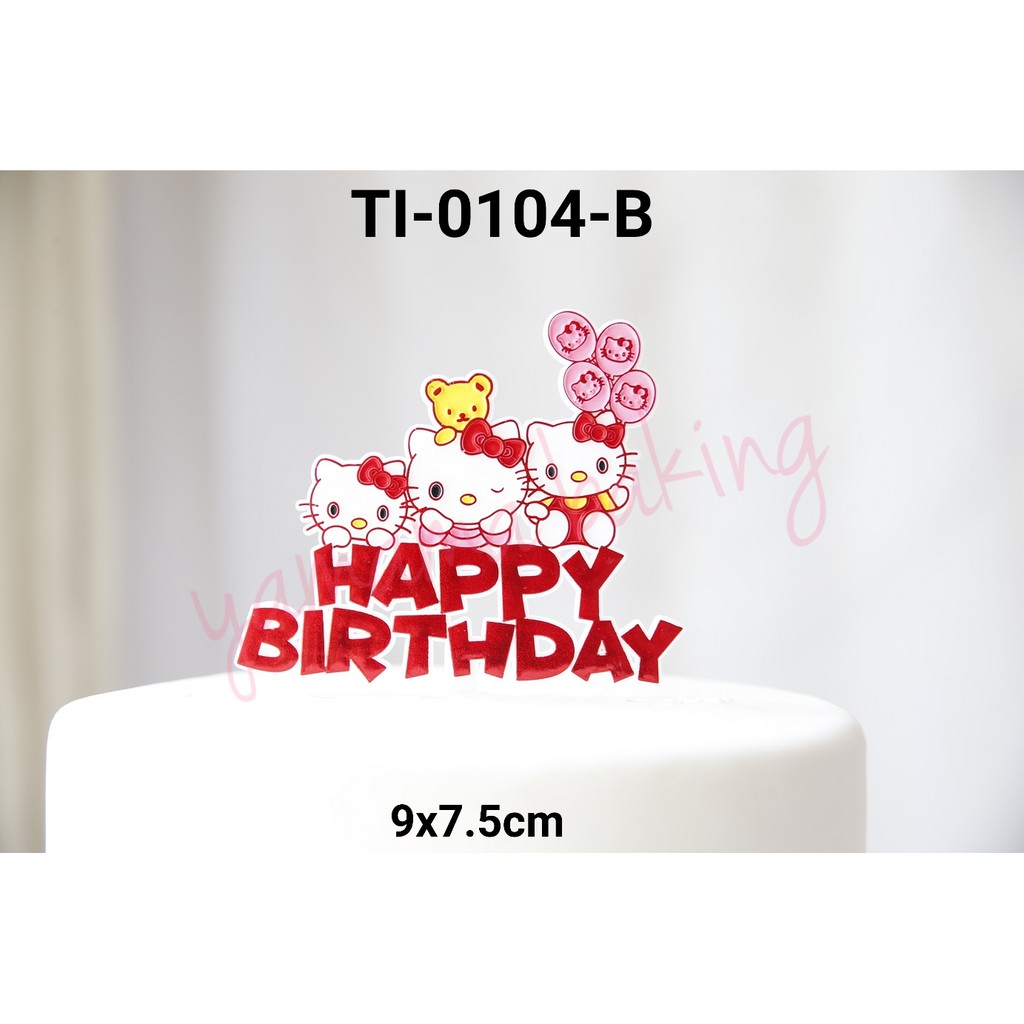 Jual TI-0104-B Cake topper kue tulisan happy birthday hello kitty merah ...