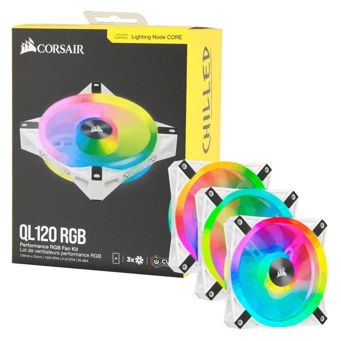 Jual HARGA TERBAIK!!! Corsair ICUE QL120 RGB WHiTE & Lighting Node Pro ...