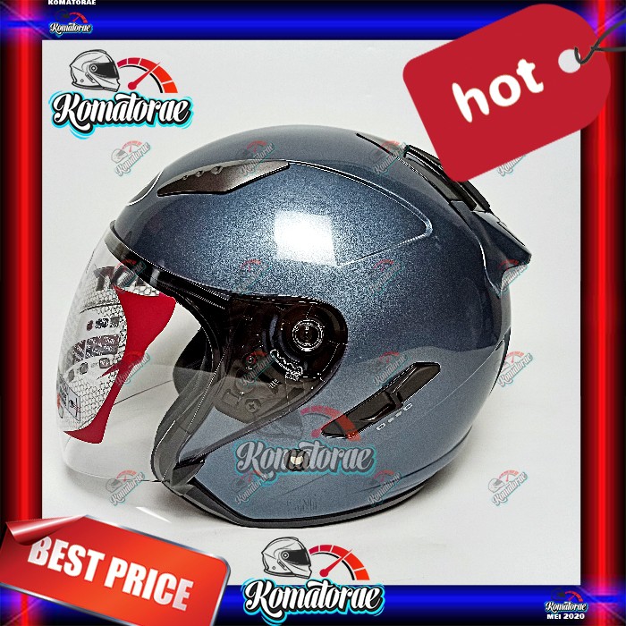Jual Power Merchant HELM KYT GALAXY SLIDE B SOLID ALL GREY DOUBLE VISOR ...