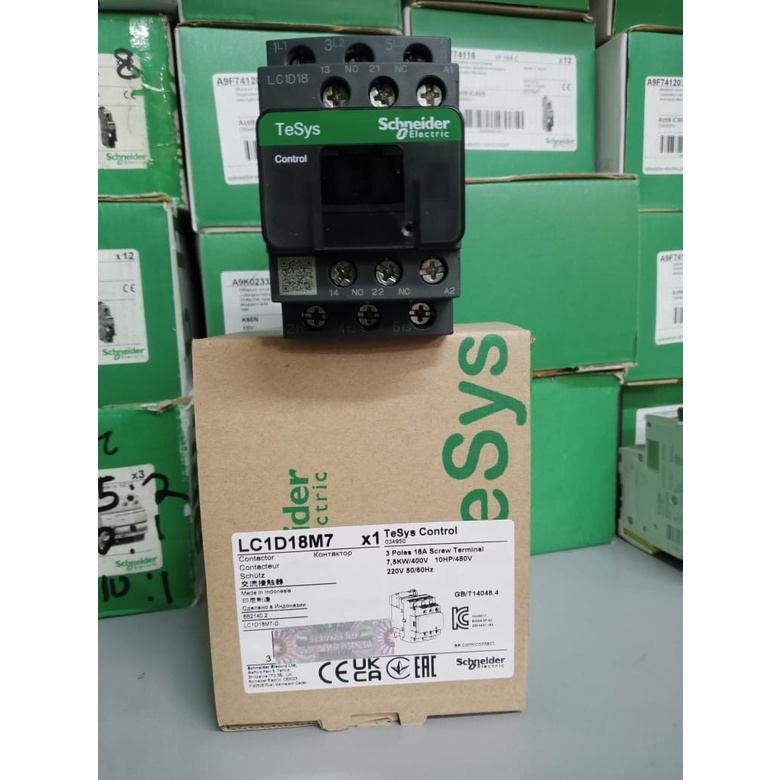 Jual Contactor Schneider 18A AC3 7,5 KW COIL 48VAC LC1D18E7 - LC1D18 E7 ...