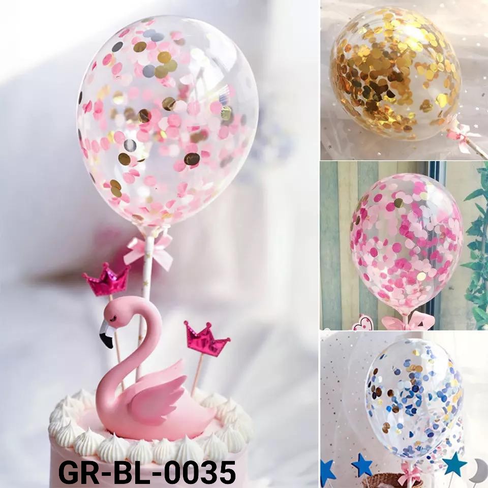 Jual GR-BL-0035 Balon hiasan kue cake topper pink biru hitam emas mix ...