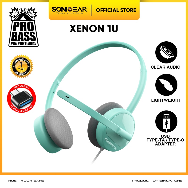 Jual Headset Microphone SonicGear Xenon 1U Headphone Office Sekolah ...