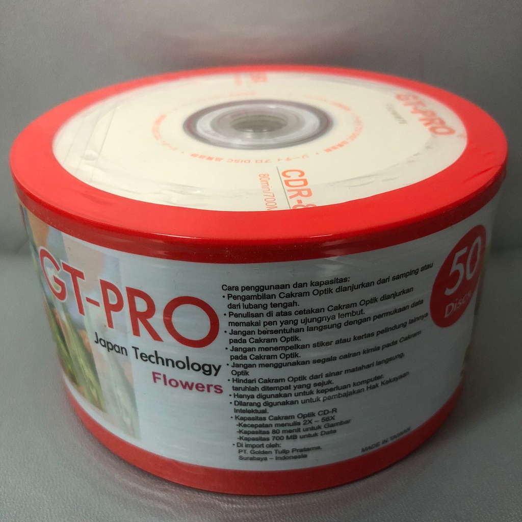 Jual CDR GT-PRO 700Mb Spindle Isi 50 pieces Bulk CD-R 700 MB GT Pro Butterfly Rainbow | Shopee ...