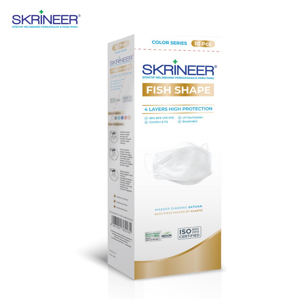 Jual Asaba Bandung - Skrineer Masker Fish Shape 4 ply Earloop White isi ...