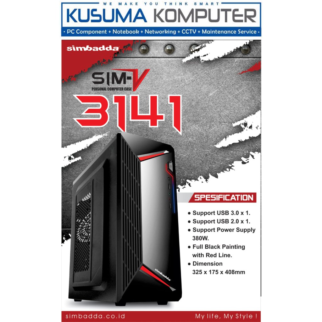 Jual Casing PC Simbadda Sim V 3141 + PSU 380W | Shopee Indonesia