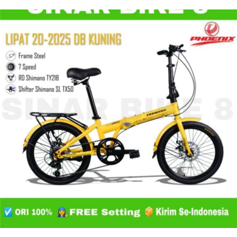 Jual Sepeda lipat 20 Phoenix 2025 DB cakram boncengan belakang si ...