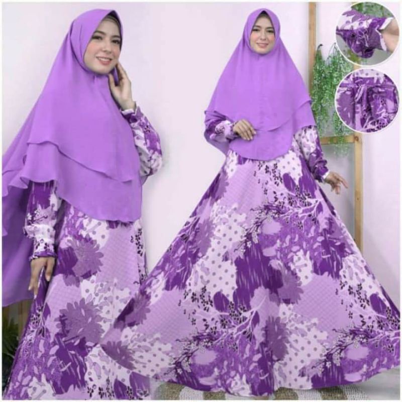 Jual Gamis Navy Chessy Monalisa Original Motif Bunga Gamis Syari Terbaru Pakaian Muslim Wanita ...