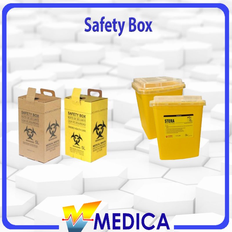 Jual Safety Box Bioharzard / Tong Sampah Medis Sharp Container Stera 1L & 5L / Tempat Sampah ...