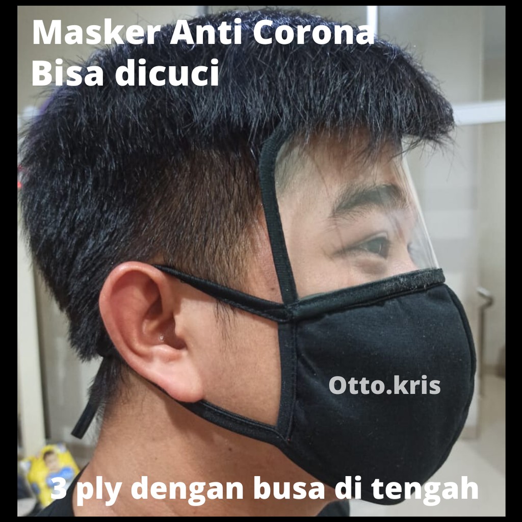 Jual MASKER ANTI CORONA, 100% Katun, TEBAL 3PLY DENGAN BUSA DI TENGAH ...