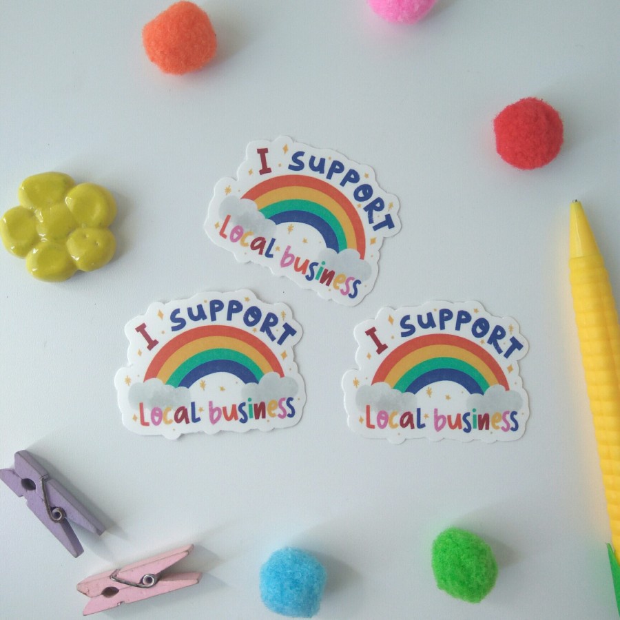 Jual stiker die cut vinyl mate i support local business Bright Bloom ...