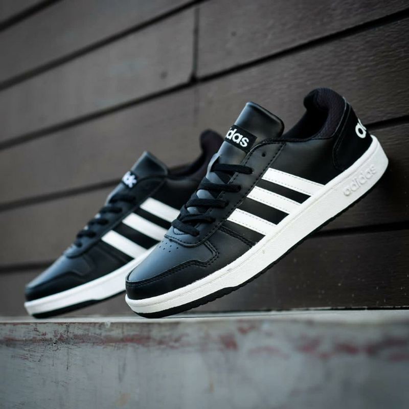 Jual ADIDAS HOOPS 2.0 LOW BLACK WHITE | Shopee Indonesia