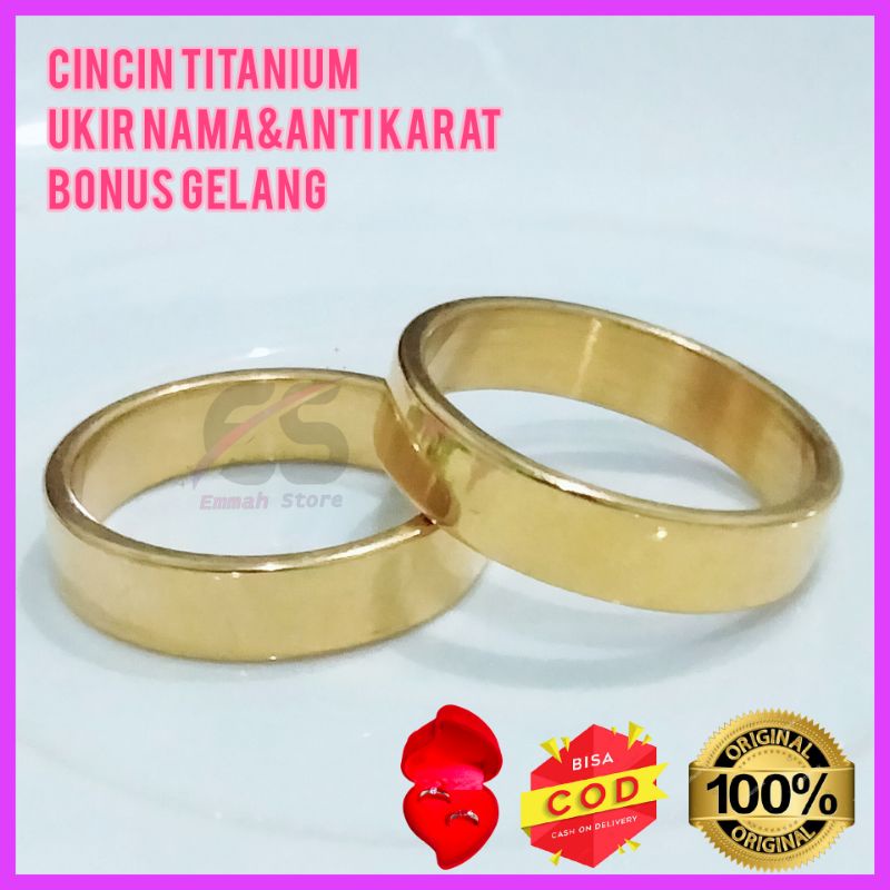 Jual COD [COD]Cincin Couple Titanium Anti Karat Emas Polos Ring Pria ...
