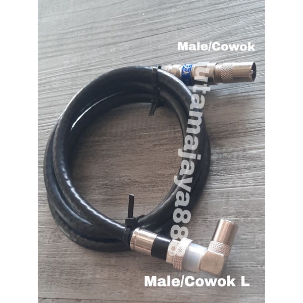 Jual KABEL ANTENA TV RG 6 JACK CONNECTOR COMPRESSION MALE L TO MALE 1 METER | Shopee Indonesia