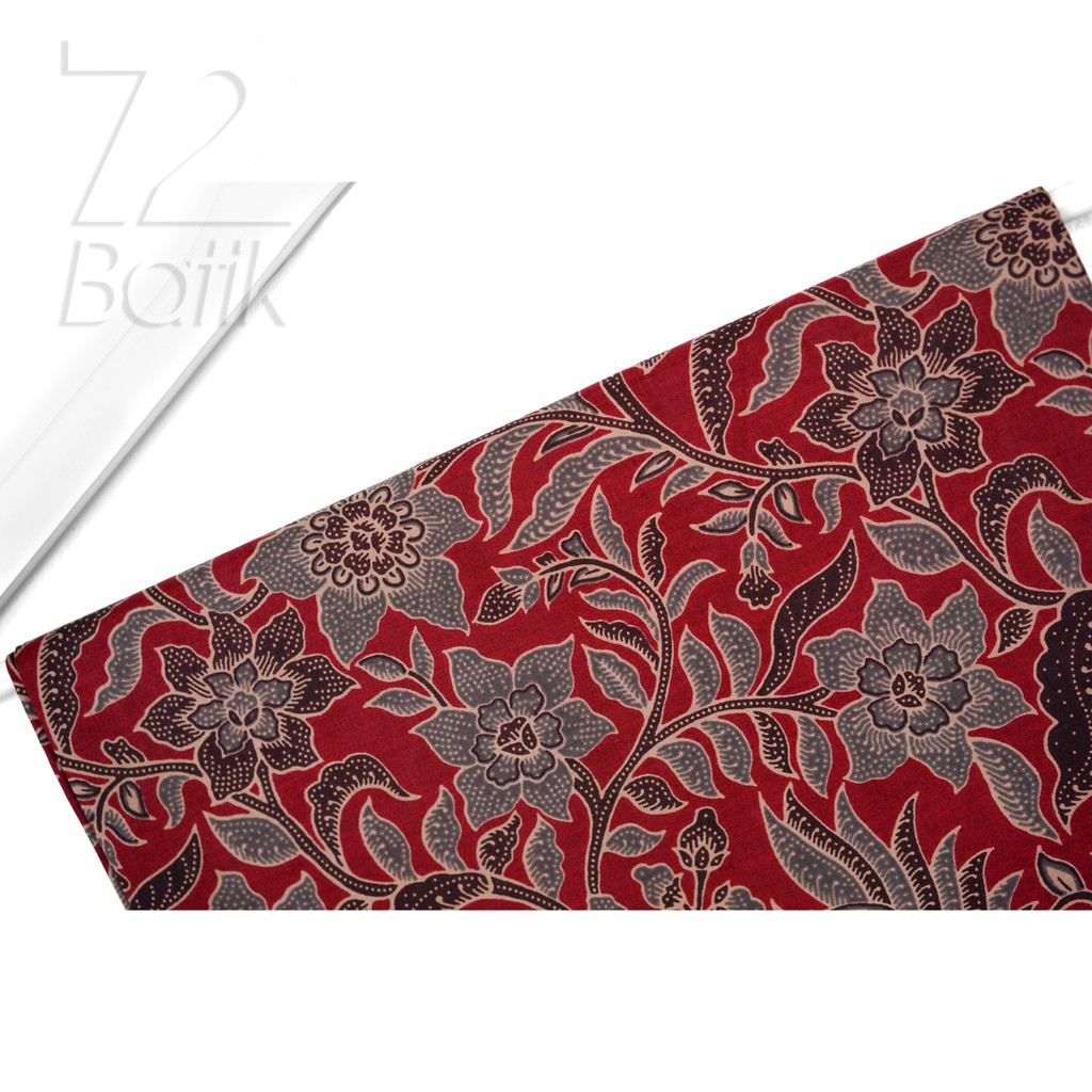 Jual KAIN BATIK KATUN Premium Motif Kembang Sekar Warna Merah Abang ...