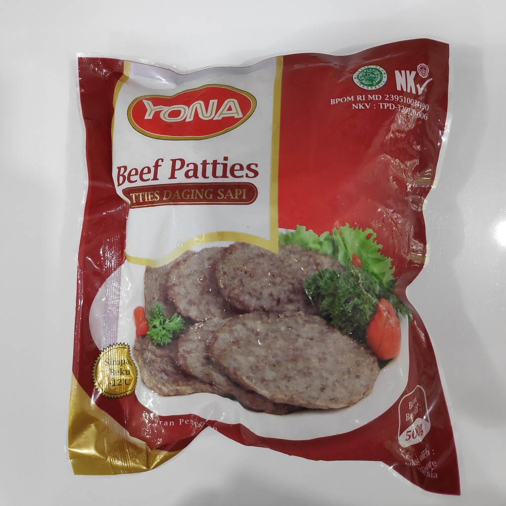 Jual Beef Patties Yona 1kg dan 500gr Isian Burger Daging Burger ...