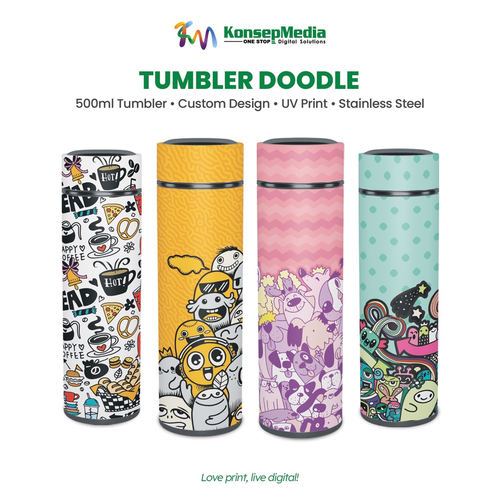 Jual Tumbler Sakura Custom Doodle Art Print UV | Botol Minum Termos ...