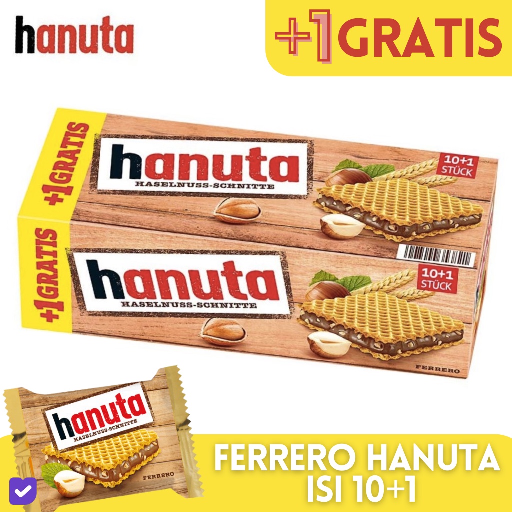 Jual +1 GRATIS Ferrero Hanuta Isi 11 242 gr - Wafer Kacang Hazelnut ...