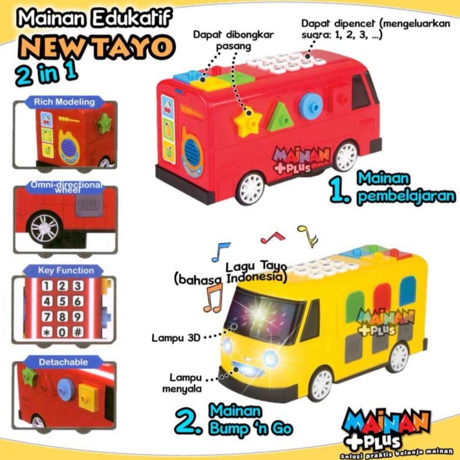 Jual MAINAN ANAK BUS TAYO BLOK + BATERAI MAINAN BATERAI MAINAN MOBIL MAINAN TAYO MAINAN ANAK ...